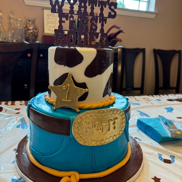 Personalized First Rodeo Birthday Cake Topper, Cowboy Birthday, Cowgirl ...