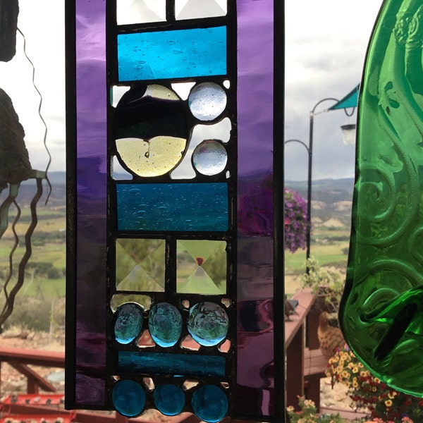 Blue Marbles Stained Glass Suncatcher, Fused Stained Glass Window ...