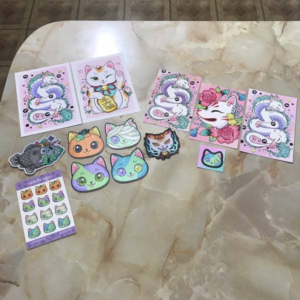 HOLOGRAPHIC Yokai Nekomata Japanese Folklore Neko Skull STICKER by ...