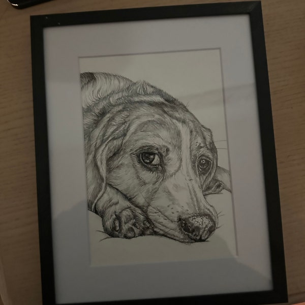 Custom Dog Portrait Commissioned Artwork From Photo Dog Owner Keepsake ...