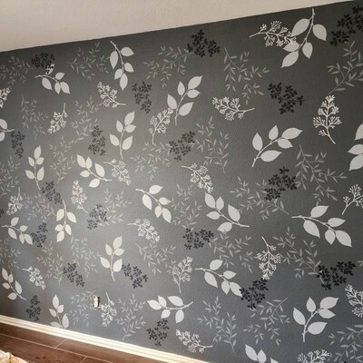 Watercolor Leaves Wall Pattern Kit FLORAL WALL STENCILS Instead of ...