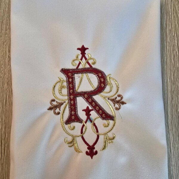 Capital Letter R French Wedding Monogram Machine Embroidery Design ...