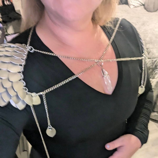 Valkyria Fantasy Armor| Elven Wedding Frosted Silver Medieval Shoulder ...