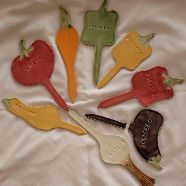 Ceramic Vegetable, Fruit and Herb Garden Markers/stakes. - Etsy