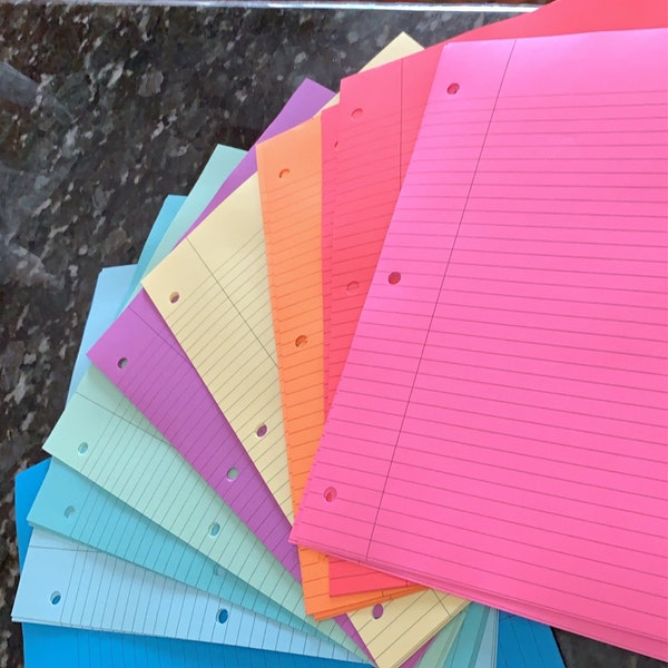 Colorful LOOSE LEAF Filler Paper for 3-ring Binder - Etsy