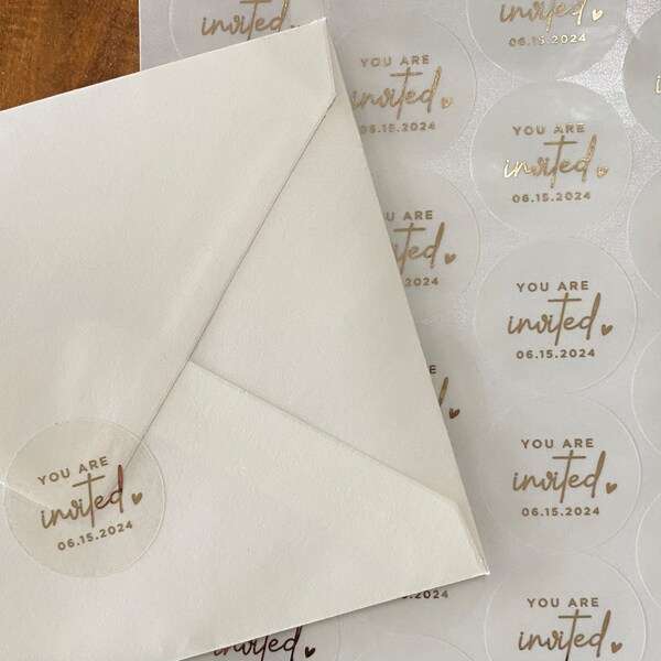 Invitation Seal Sticker, Invited Wedding Stickers, Minimalist Foil ...