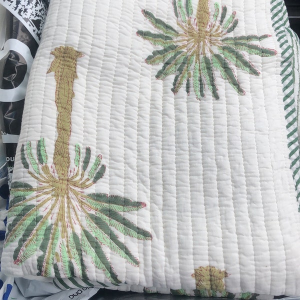 Palm Tree Soft Baby Blanket Crib Bedding Handmade Cotton Quilt Baby Cot ...