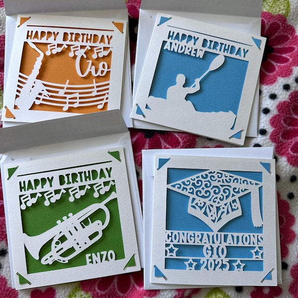 Canoe Personalised Birthday Papercut Card, Water Sports Birthday Card ...