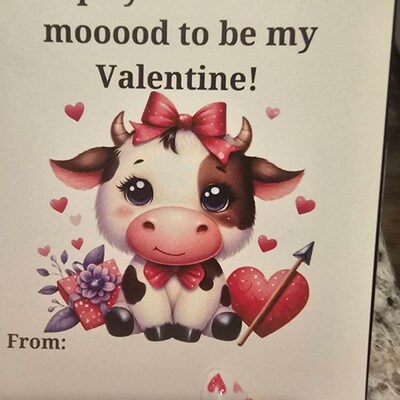 Cute Highland Cow Valentine Cards for Class Exchange Letter & A4 Format ...