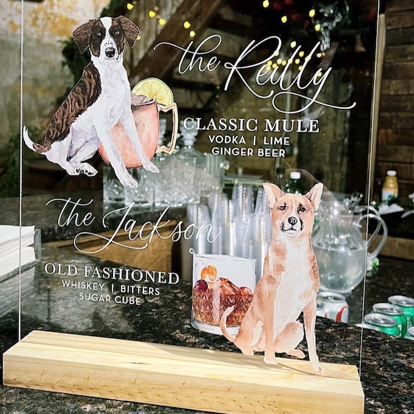 Custom Dog Bar Menu | Wedding | Acrylic Menu | Puptail | Puppy ...