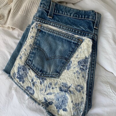 Vintage Patchwork Paddocks Denim Shorts Vintage Denim Cutoff - Etsy
