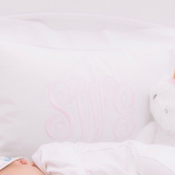 Monogrammed Baby Pillow, Personalized Crib Pillow, Embroidered Nursery ...
