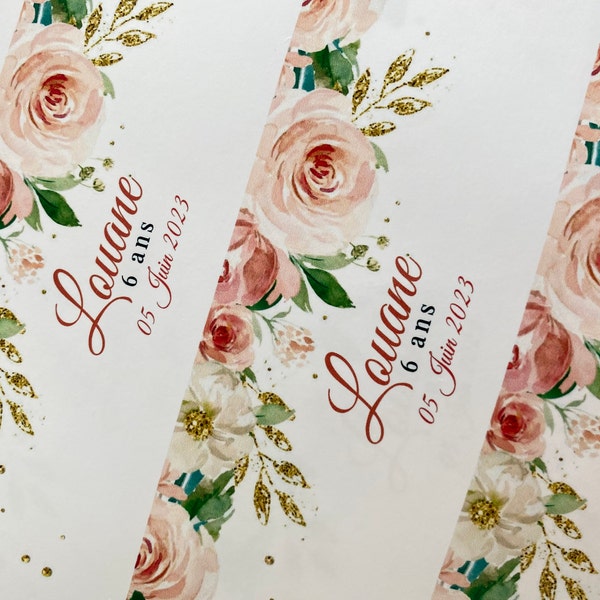 EDITABLE Blush Pink Floral Bottle Label, Water Labels Printable 1st ...