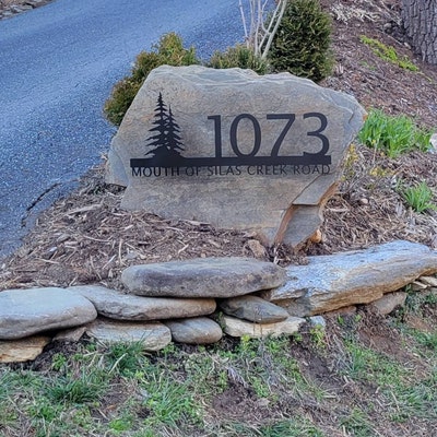 Custom Metal Home House Address Sign With Tree for Rock or Wall - Etsy