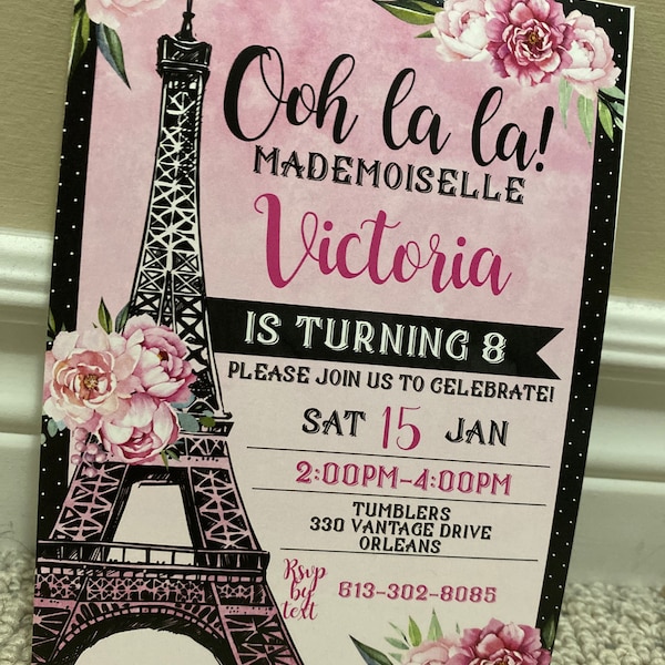 Editable Paris Birthday Invitation, Paris Invitation, Paris ...