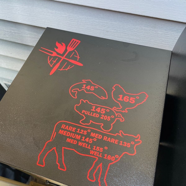 Meat Temperature Vinyl Decal Sticker - Grill Cutting Board SMOKER Bbq ...