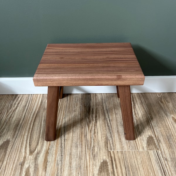 WALNUT STOOL, Foot Rest, STEP Stool, Personalized Small 4 Leg Wooden ...