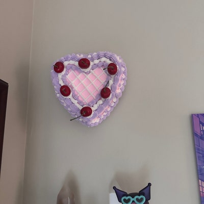 Vintage-style Pink, Purple, and White Two-tier Heart Shaped Fake Cake ...