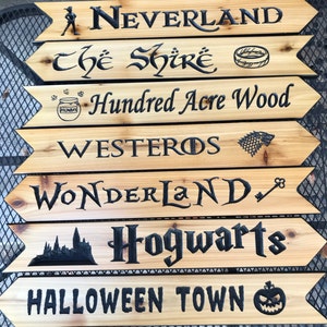 Custom Fandom Backyard Garden Hanging Arrow Signs / Destination Sign ...