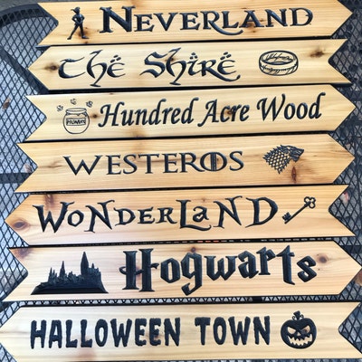 Custom Fandom Backyard Garden Hanging Arrow Signs / Destination Sign ...