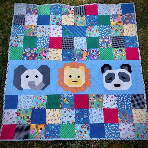 Panda Quilt Block Pattern Bear Face Animal PDF - Instructions for 6 ...