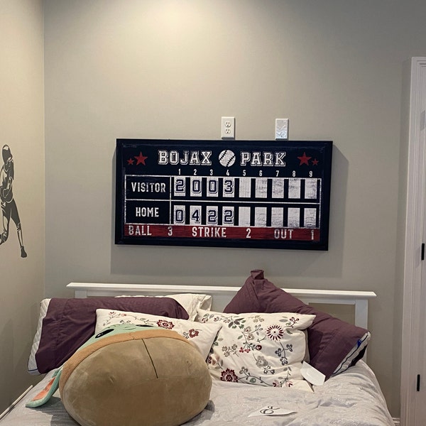 Personalized Baseball Scoreboard Sign, Vintage Game Room Wall Decor ...