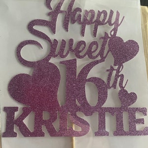 Personalised Custom Glitter Cake Topper Happy 15th Birthday Ian Fifteen ...