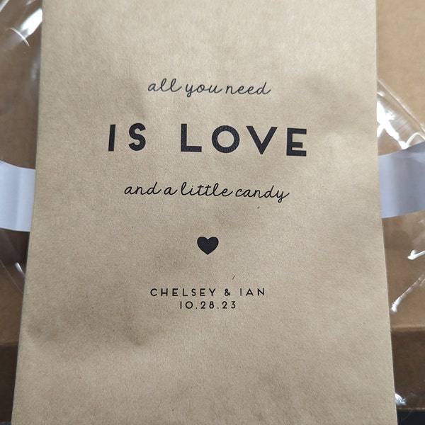 25 Pack, Candy Bags for Wedding Sweets Buffet, All You Need is Love ...