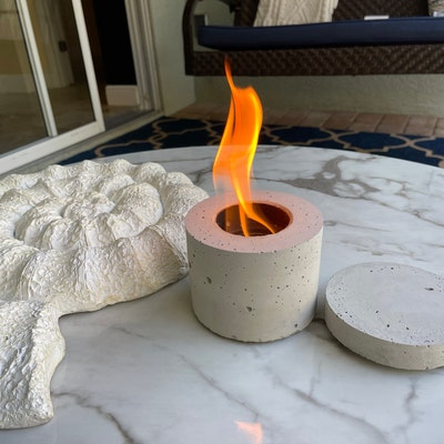 Mini Concrete Countertop Fire Pit With Lid Tabletop - Etsy