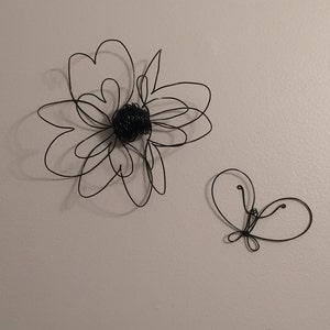 Home Decor. Wire Art Wall Decor. A Set of 6 Small Flowers | Etsy