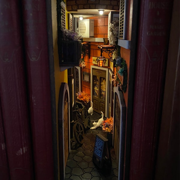 MINIALLEY Italy Booknook Assembled Prebuilt Bookshelf Insert Bookshelf ...