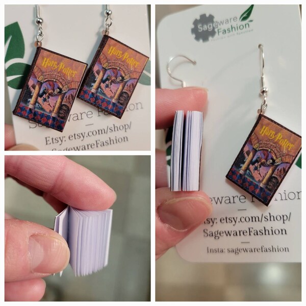 Mini Book Earrings - Dangle - Etsy