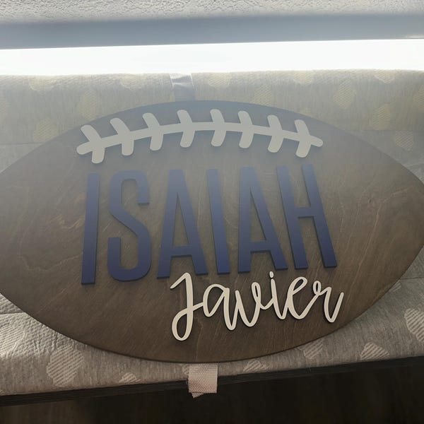 Football Name Sign | 18-36" Diameter | Round Sign | Child Baby Name ...