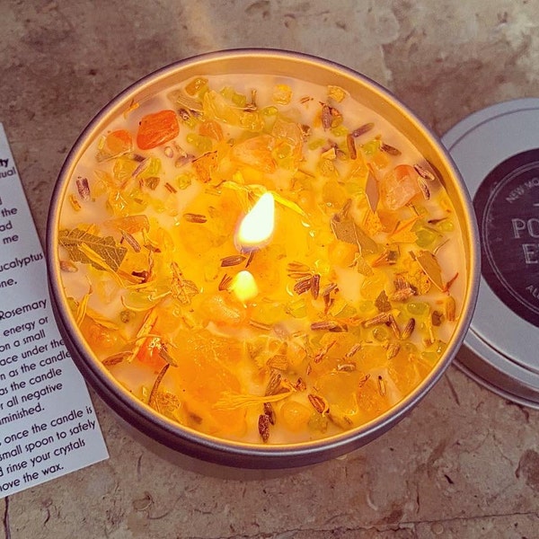 Positive Energy Candles - Crystal & Herb Candle - Soy Aromatherapy ...