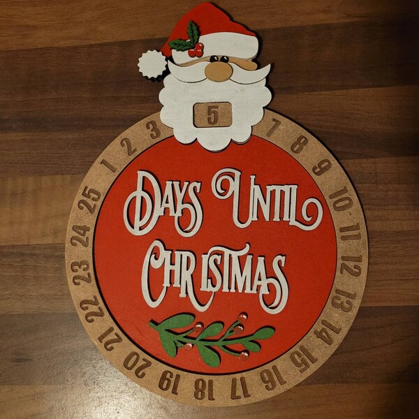 Santa Christmas Countdown Laser Cut File, Christmas Santa Countdown SVG ...
