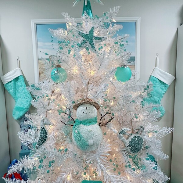 Starfish Tree Topper, Teal Sprays, Coastal, Nautical, Beach, Tropical ...