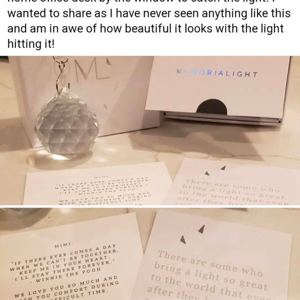 2-3 DAY DELIVERY Memorialight Sympathy Gift Grief Crystal With Keepsake ...