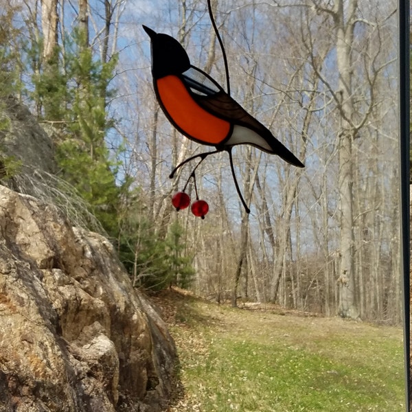 Bird Artwork Stained Glass Window Hangings American Robin Mother in Law ...
