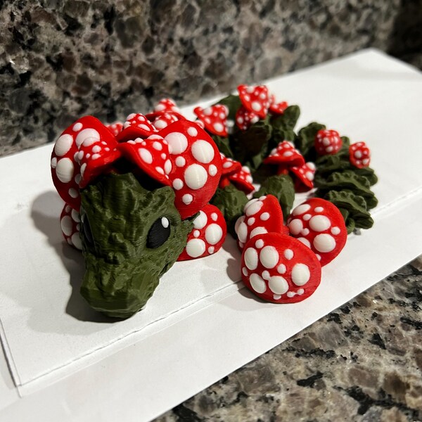 Articulating Mushroom Dragon – 9" 3D Printed Fantasy Creature – Glow ...