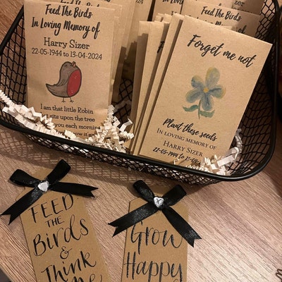 Memorial Favours Feed the Birds Funeral Favours Robin Favours Forget Me ...