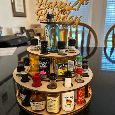 3 Tier Shot Cake, 21st Birthday Gift, Mini Liquor Bottle Stand, Funny ...