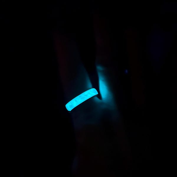 Galaxy Glow Opal Ring for Him, Glow in the Dark Ring, 8mm Wedding Band ...