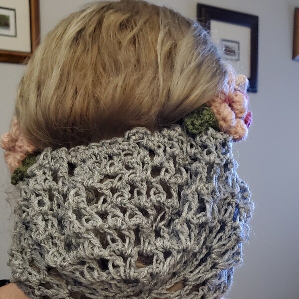 1940s Half Snood, Vintage Style Hair, Handmade Crochet, Hair Flower ...