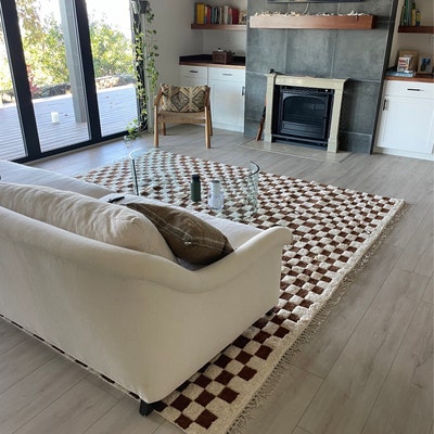 Home Décor Area Rug, Checkered Rug Runner, Moroccan Rug Large ...