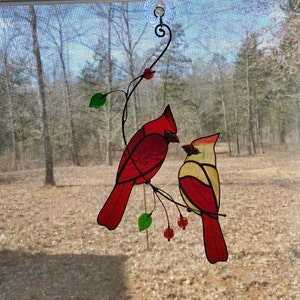 Cardinal Stained Glass Window Hangings Mothers Day Gifts - Etsy