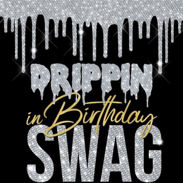 Drippin in Birthday Swag Invitation, Bling Birthday Invitation, Hip Hop ...