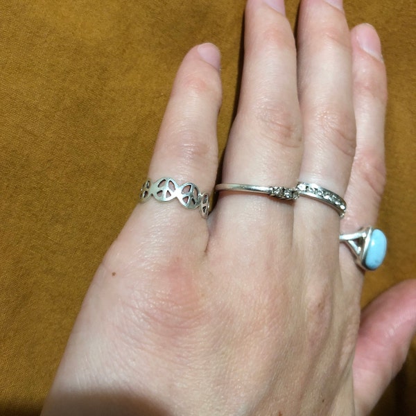 Silver Floral Ring - Sterling Silver Stacking Ring - Pinkie Ring ...