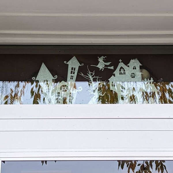 Halloween Haunted House Window Clings - Reusable Fall Decorations ...