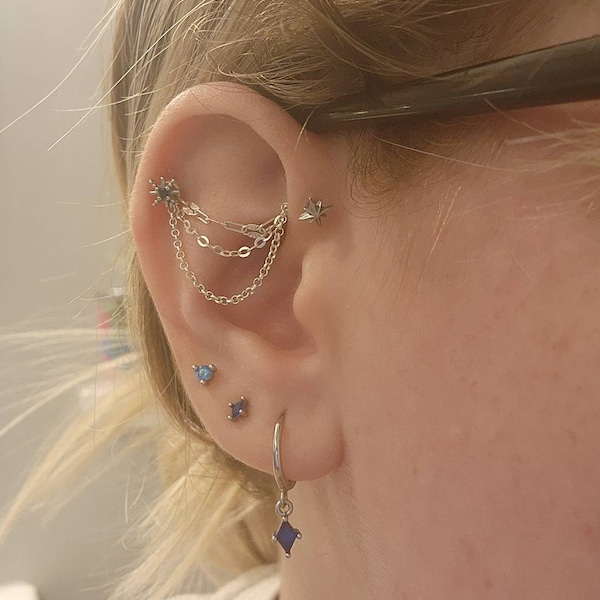 Conch Moon Hoop Piercing Gold, Conch Piercing, 18g Cartilage Hoop ...