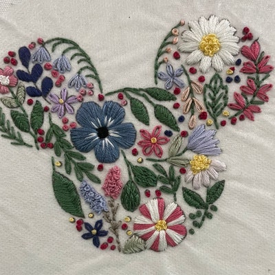Flower Mickey Embroidery Pattern Floral Embroidery Pattern Mickey Hoop ...